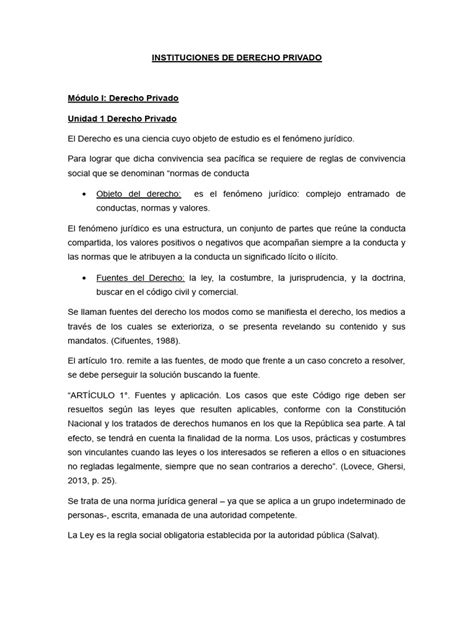 Instituciones De Derecho Privado Modulo 1 Pdf Fuentes Del Derecho