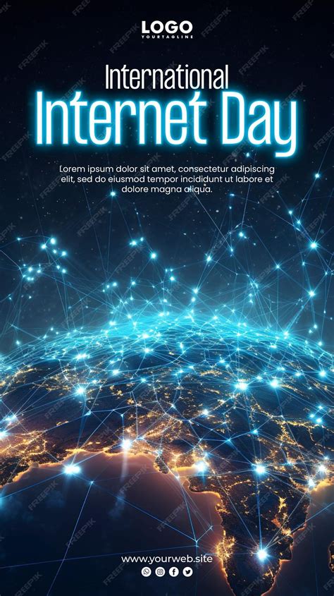 국제 인터넷의 날 배경 및 인터넷 포스터 디자인 글로벌 연결 프리미엄 Psd 파일
