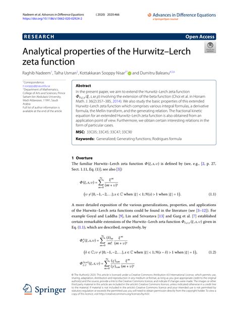 Pdf Analytical Properties Of The Hurwitz Lerch Zeta Function