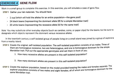 Exercise Gene Flow Work In Small Group To Complete This Exercise In This Exercise You Will