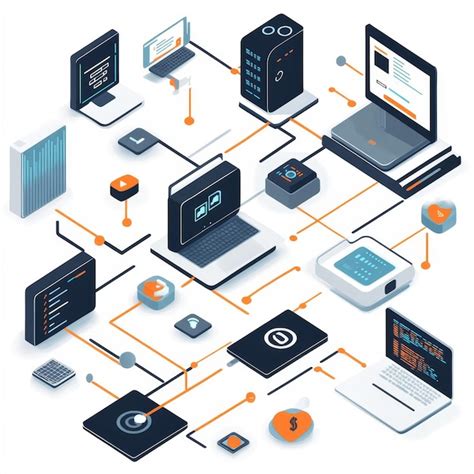 Data Center Isometric Flowchart With Icons And Images Of Computers And