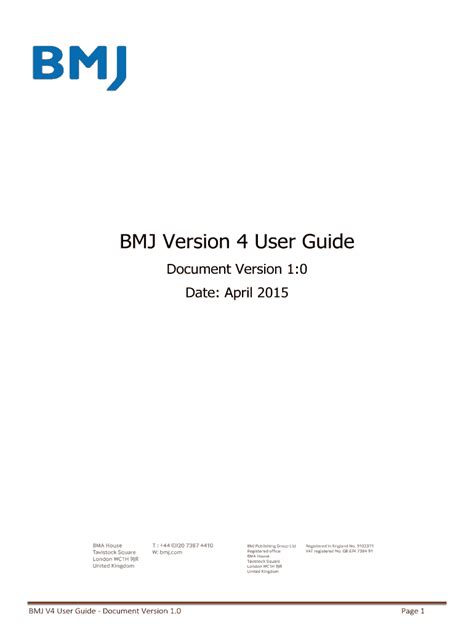Fillable Online Bmj Version 4 User Guide Healthanalyticsbmjcom Fax