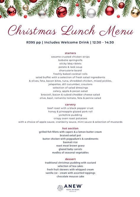 Witbank Christmas Lunch Hotel Specials Anew Hotel Witbank