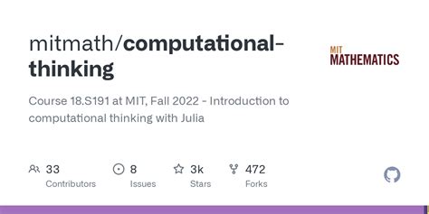 Github Mitmathcomputational Thinking Course 18s191 At Mit Fall