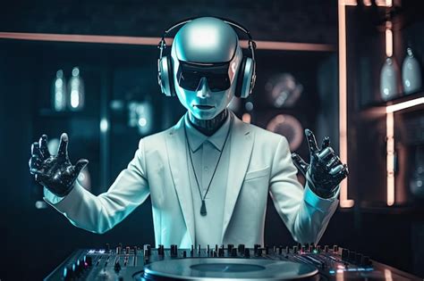 Premium Ai Image Dj Robot In Night Club Generative Ai