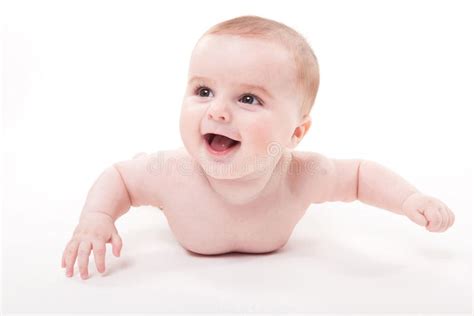 Naked Baby Lying In Bed Stock Photo Image Of Innocence