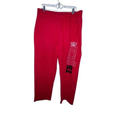 Ecko Unltd 93 Baggy Sweatpants Mens Large Red Embroidered Oversized Y2k