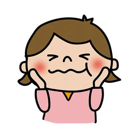 美味しいのポーズをする子供（女の子1）の無料 フリー イラスト かわいい手描きの無料素材「てがきっず」保育園・小学校・介護施設にぴったりの