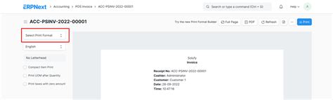 New Print Format Not Being Applied For Pos Invoice Accounting