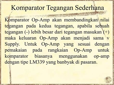 Rangkaian Pembanding Rangkaian Komparator Comparator Pptx