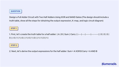 Solved Design A Full Adder Circuit With Two Half Adders Using Xor And