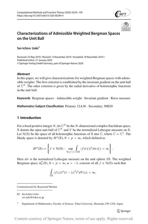 Characterizations Of Admissible Weighted Bergman Spaces On The Unit Ball Request Pdf