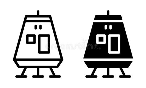 Lunar Module Icon With Outline And Glyph Style Stock Vector