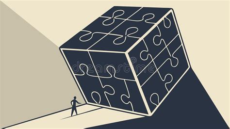 Person Pushing Puzzle Cube Symbolizing Problem Solving And Effort Vector Design Generative Ai