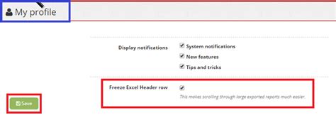 Freezing Header Row In Exportable Reports Enabled