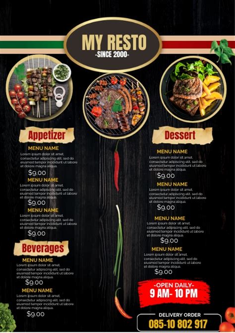Resto Menu Template Postermywall