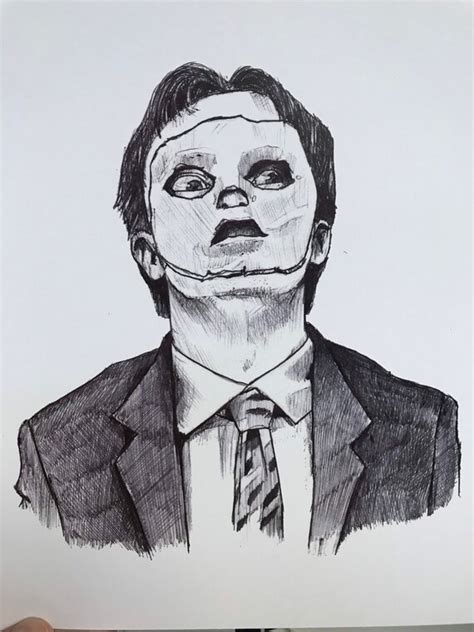 Dwight With The Cpr Face The Office 8 X 10 Sketch Print Etsy