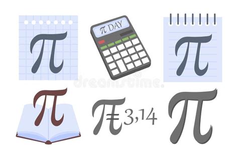 Pi Day Illustrations Set Annual Celebration Mathematical Constant Pi
