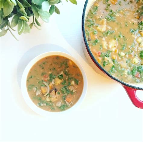 Creamy Roasted Vegetable Soup With Chicken And Kale Angela Freed