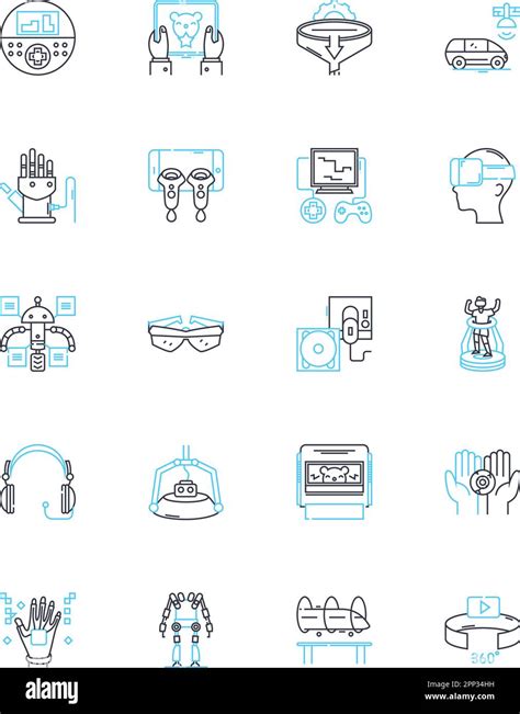 Robotics Technology Linear Icons Set Automation Robotics Artificial
