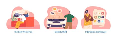 Premium Vector Isolated Elements With Characters Interact With Content In Virtual Reality