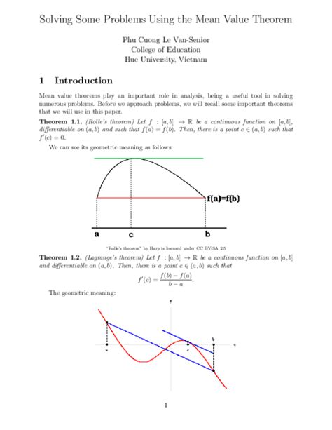 Pdf Solving Some Problems Using The Mean Value Theorem
