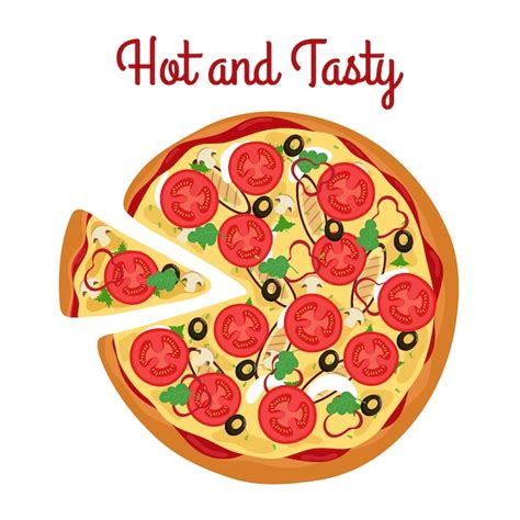 Premium Vector Vegetarian Pizza With Greens Mushrooms Olive Vector