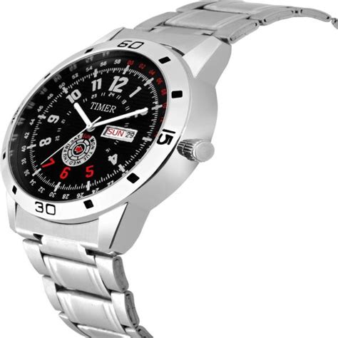 Timer Analog Day Date Functioning Stainless Steel Chain Watch For Men