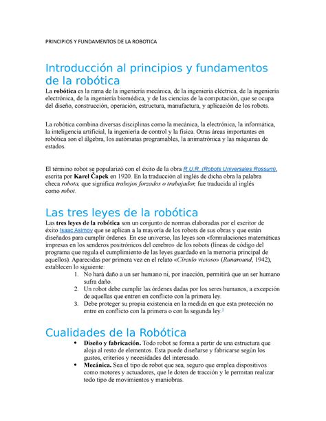 Principios Y Fundamentos De La Robotica Principios Y Fundamentos De