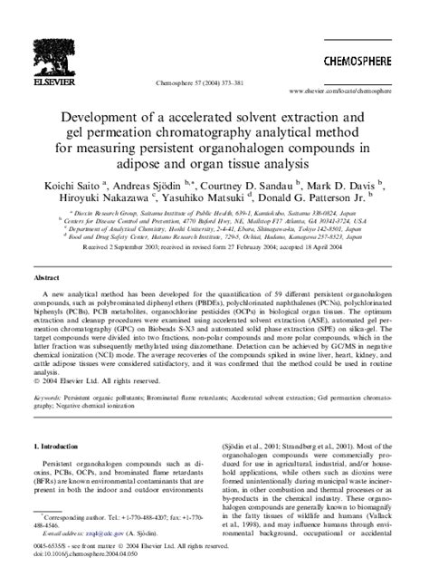 Pdf Development Of A Accelerated Solvent Extraction And Gel