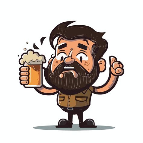 Happy Man Holding Beer Cartoon Style Vector Illustration 21556386