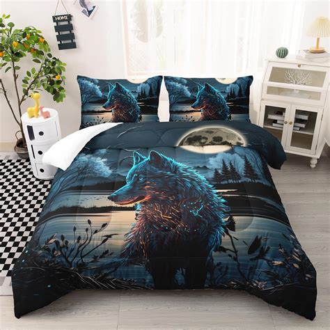 Ktabedding Moon Wolf Comforter Set，wolf Bedding Set Queen
