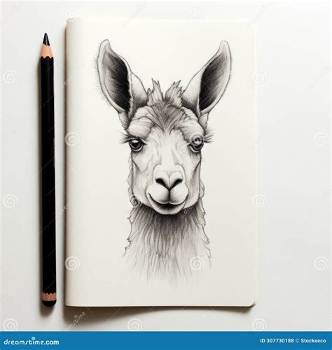 Simple Llama Portrait In Pencil Grzegorz Domaradzki Style Stock