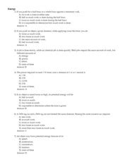 Quiz Question On Energy Energy Ifyoupushforahalfhourorawholehouragainstastationarywall A