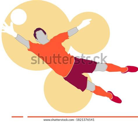 Football Ilustration Goalkeeper Jumps Will Catch Stock Vector Royalty