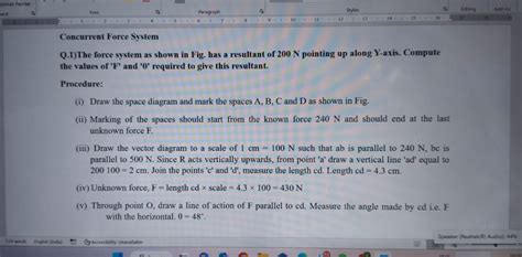 Concurrent Force System Q 1 The Force System As Shown In Fig Has A Resul