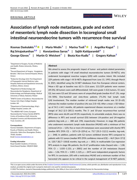 Pdf Association Of Lymph Node Metastases Grade And Extent Of