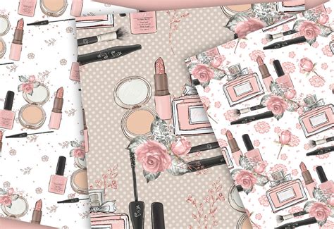 Make Up Digital Paper Pack Fashion Pattern Lipstick Etsy