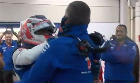 Kevin Magnussen And Guenther Steiner Share Emotional Embrace As Haas