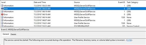 Sql Server Analysis Services Unable To Start Service Error The Filename Directory Name Or