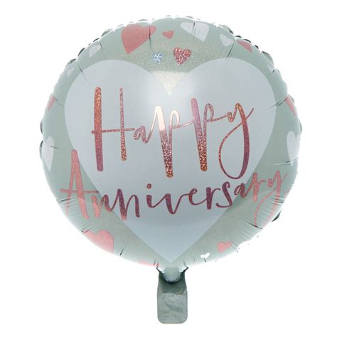 Buy Grey And Pink Happy Anniversary 18 Inch Foil Helium Balloon For Gbp 2