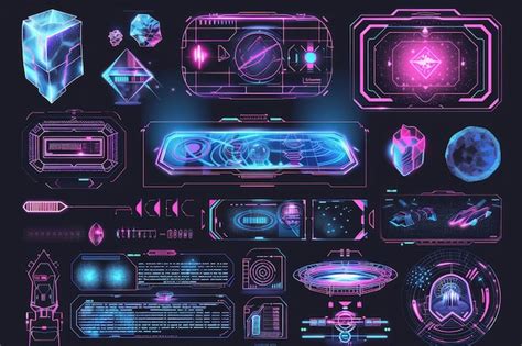 Premium Photo 3d Shapes Icons Hud Ui Gui Interface Elements Cyberpunk