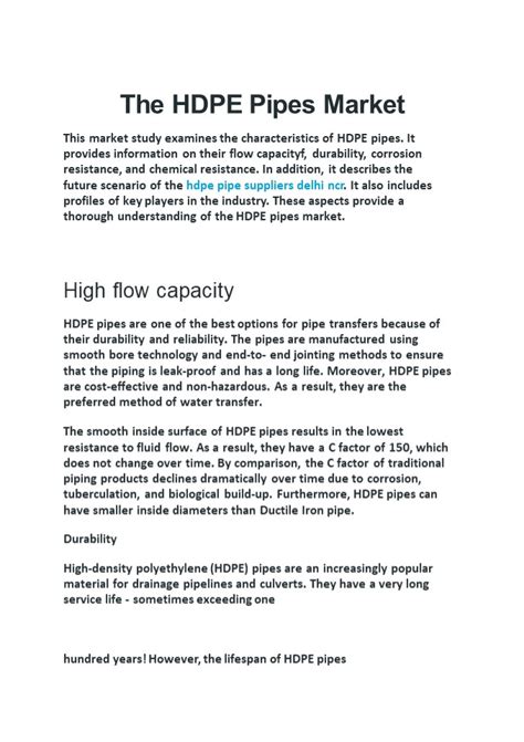 Ppt The Hdpe Pipes Market Powerpoint Presentation Free To Download Id 96065e Y2e4y