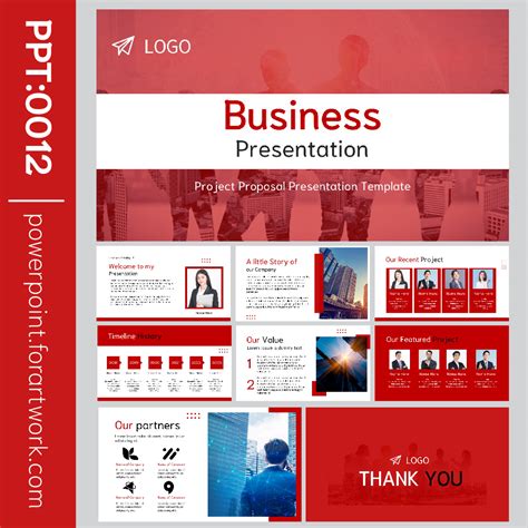 เทมเพลต Powerpoint ธีมธุรกิจ นำเสนองาน Project แดง ขาว 0012 เทมเพลต Powerpoint สวยๆ