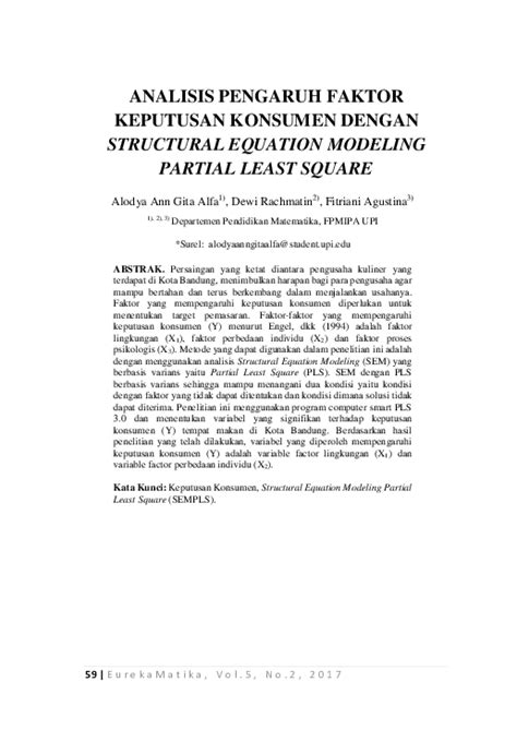 Pdf Analisis Pengaruh Faktor Keputusan Konsumen Dengan Structural Equation Modeling Partial
