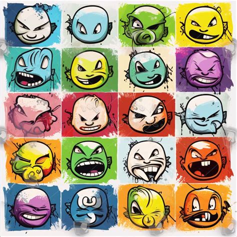 Cartoon Faces Set Vector Illustration Eps10 Graphic Design Element