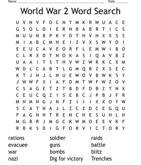 World War 2 Word Search Wordmint