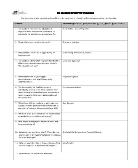 Free 24 Sample Interview Assessment Forms In Pdf Ms Word