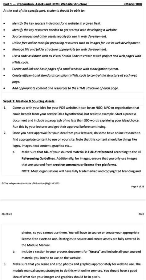 Solved Part Preparation Assets And Html Website Structure Marks