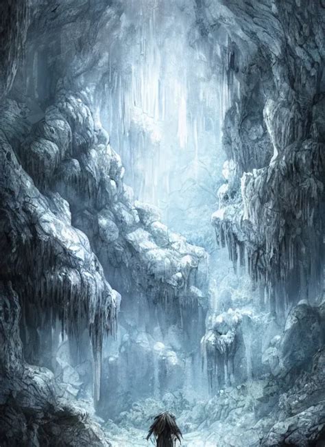 Portrait Overgrown Cave Made Of White Paper Crystal Stable